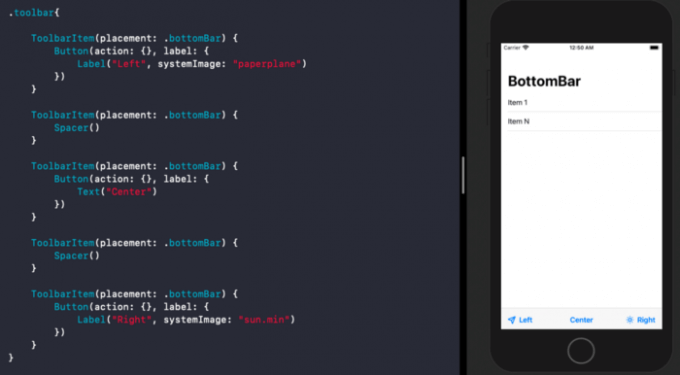 iOS 14 的 SwiftUI Toolbar 聰明地在佈局放置視圖